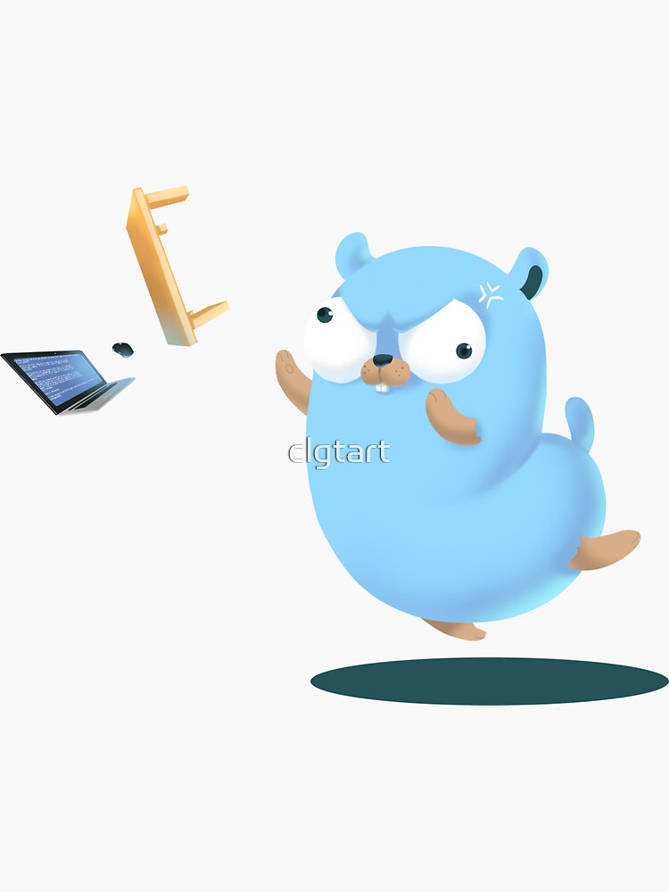 Golang Gopher Go Rage Sticker By Clgtart Redbubble 