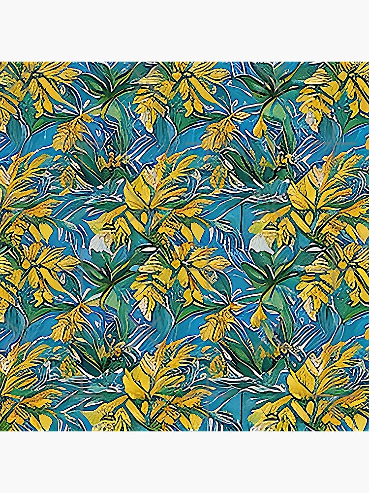 "Van Gogh Style Yellow and Green Flower and Leaf Pattern" Poster for ...