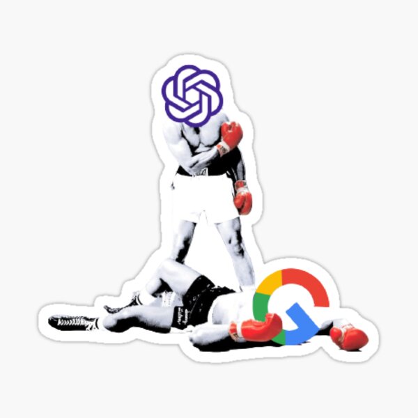 "Chat GPT KOs Google: A Modern Day Muhammad Ali" Sticker for Sale by ChatGPT | Redbubble