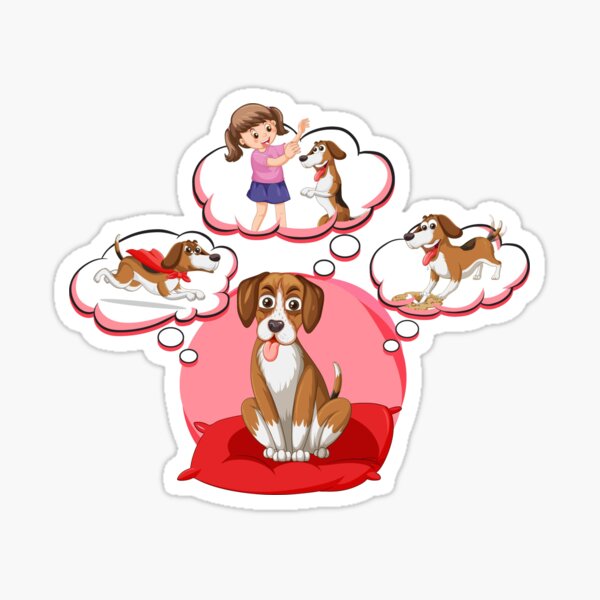 "Dog Thinking With Many Callouts" Sticker for Sale by mr-umaiir | Redbubble