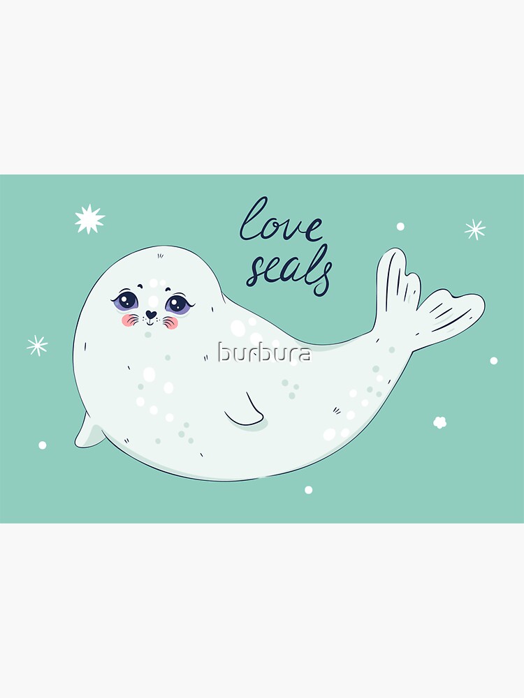 "cute white baby seals." Sticker for Sale by burbura | Redbubble