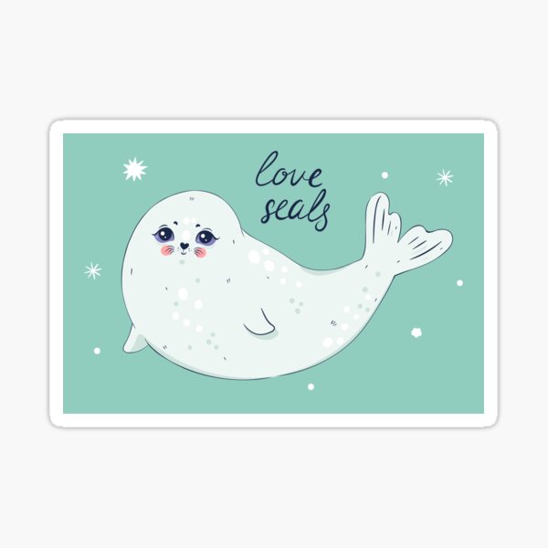 "cute white baby seals." Sticker for Sale by burbura | Redbubble