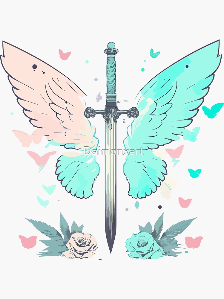 "Wind element sword 4, Game art, RPG, pastel color art" Sticker for ...