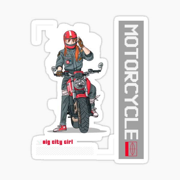 "Motorcycle - Big City Girl" Sticker for Sale by lukefire89 | Redbubble