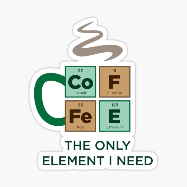 Pegatina «CAFÉ El único elemento que necesito Tabla periódica de ...
