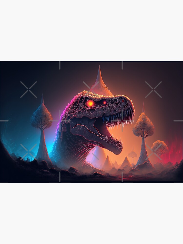 "Tyrannosaurus Rex, T rex showing his teeth in Neon" Poster for Sale by ...