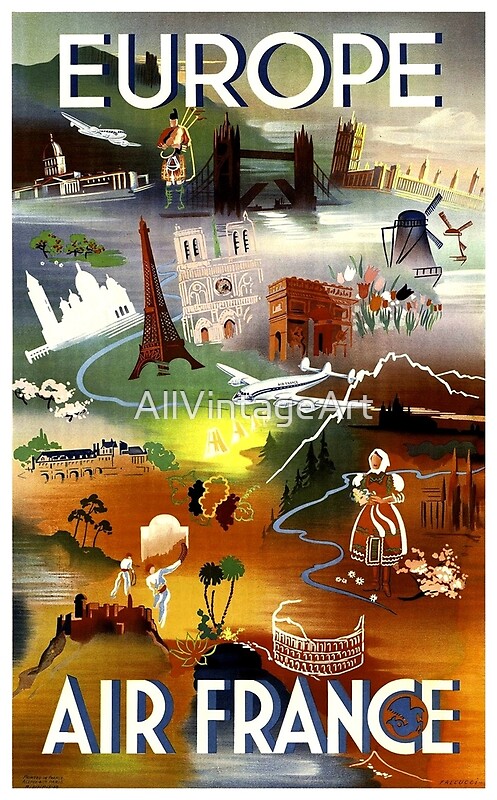 " Vintage Europe Travel Poster" by AllVintageArt | Redbubble