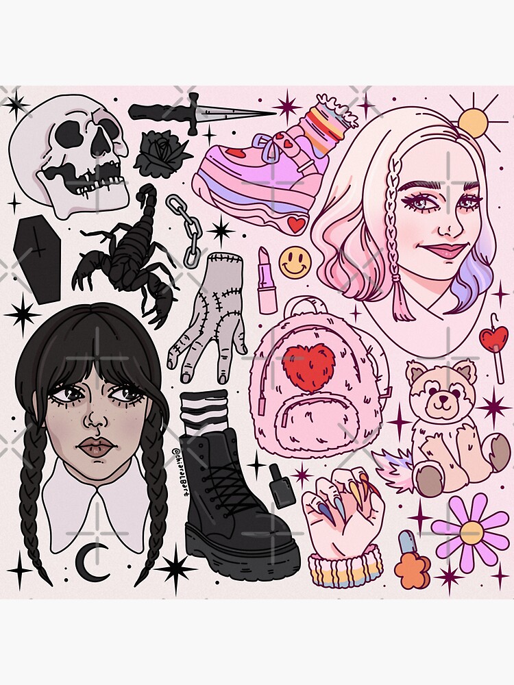 "wednesday & enid" Sticker for Sale by nevhada | Redbubble