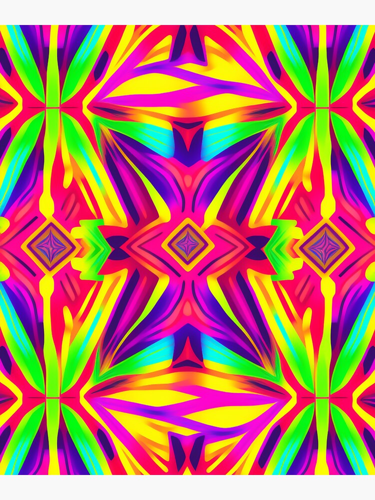 "Trippy Hippy Kaleidoscope Bright Neon Colors" Sticker for Sale by ...