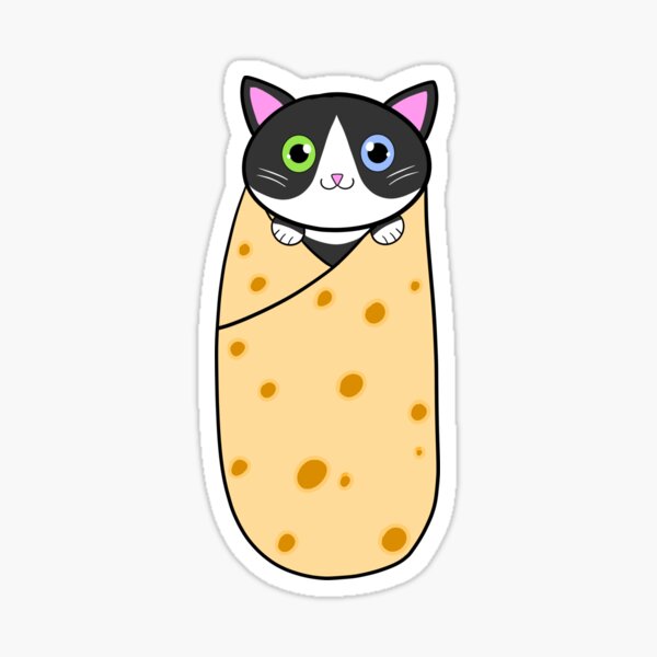 "Purrito Tuxedo Cat" Sticker for Sale by EmberberryArt | Redbubble