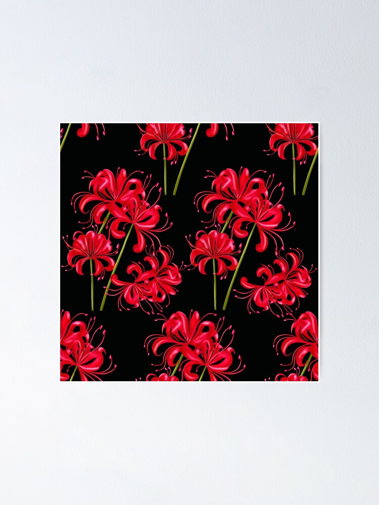 "Japanese death flowers, pattern, Higanbana" Poster for Sale by AvotArt ...