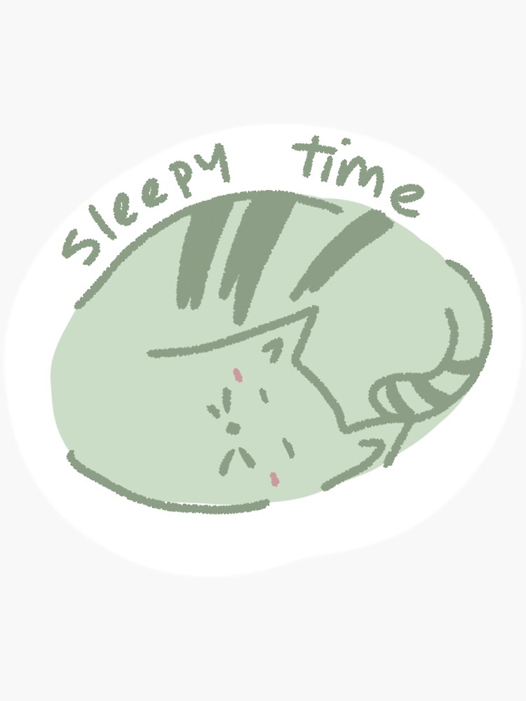 "Sleeping Cat Sleepy Time" Sticker for Sale by kiyelala | Redbubble