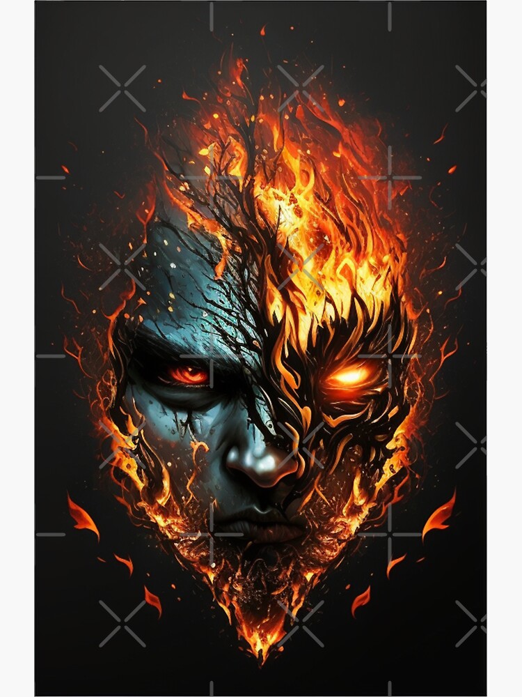 "dark and fire face" Sticker for Sale by Snoopytheking | Redbubble