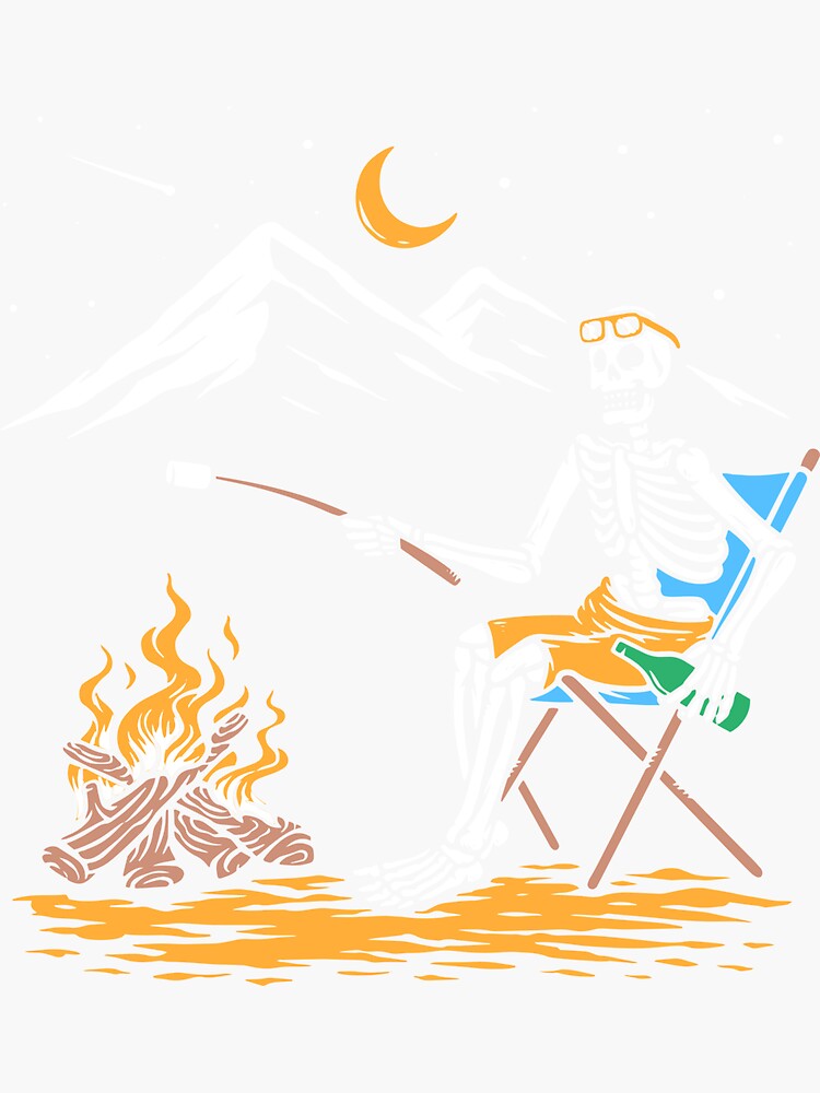 "Skeleton roasting s’mores over campfire" Sticker for Sale by ...
