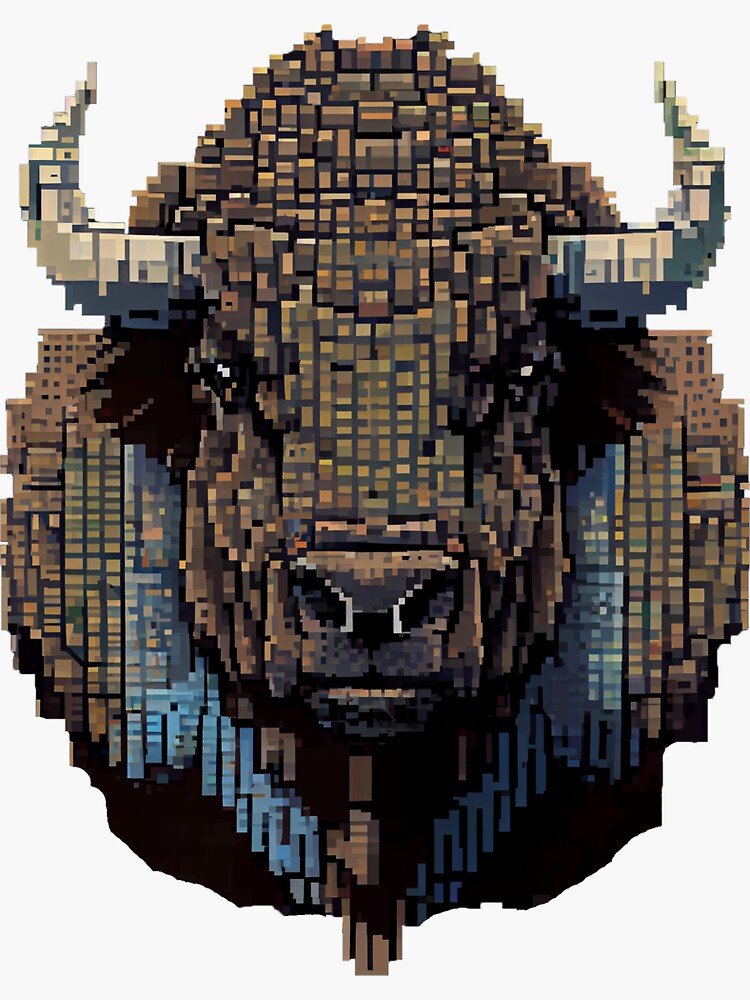 "Pixel art BISON." Sticker for Sale by Pixelarium | Redbubble