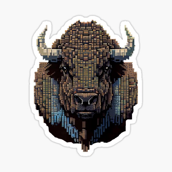 "Pixel art BISON." Sticker for Sale by Pixelarium | Redbubble