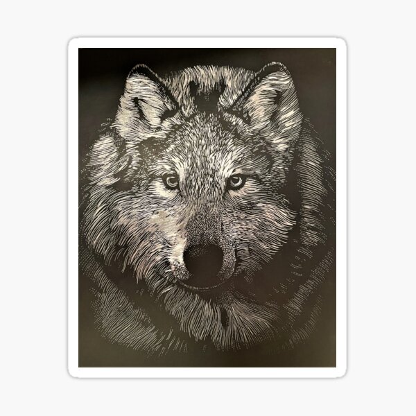 "Wolf Scratch Art" Sticker for Sale by troutlogic | Redbubble