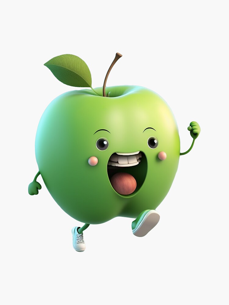 "Running Apple Themed Character" Sticker for Sale by ByDigitalDream ...