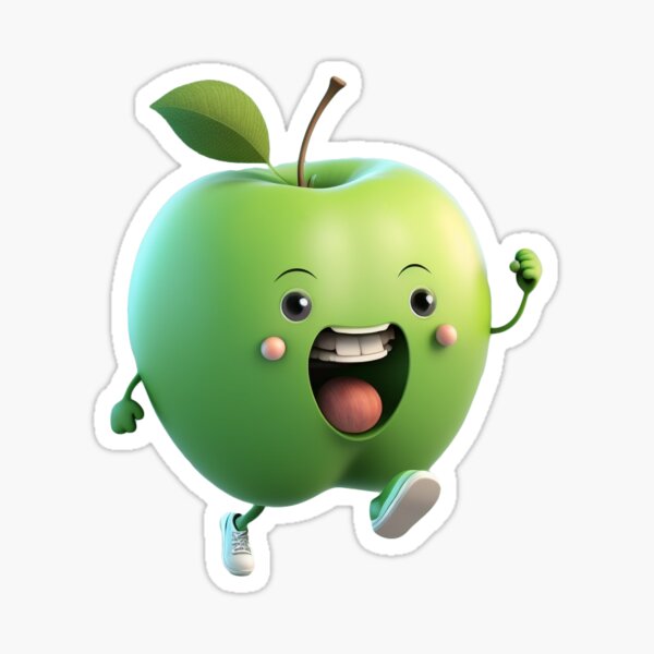 "Running Apple Themed Character" Sticker for Sale by ByDigitalDream ...