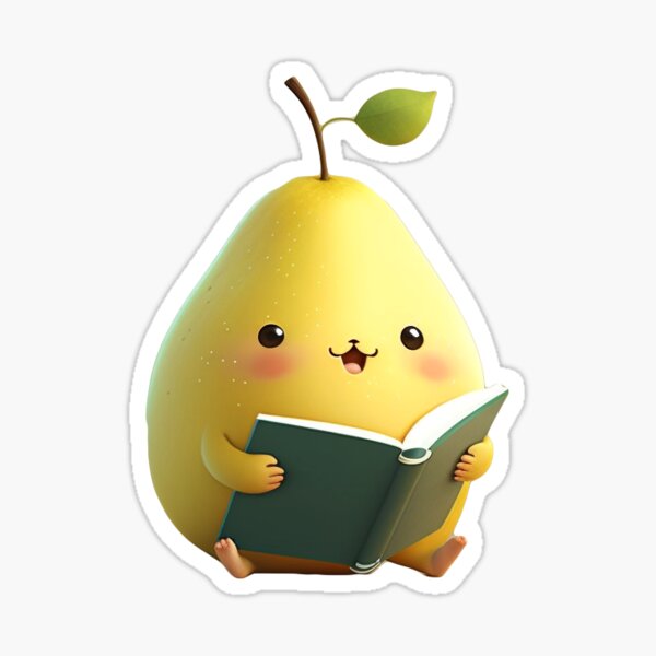 "Reading Pear Themed Character" Sticker for Sale by ByDigitalDream ...