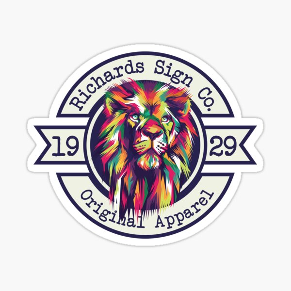 "Lion Head - Richards Sign Co. Original Apparel" Sticker for Sale by ...