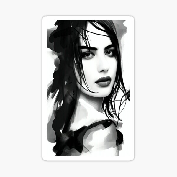 "Black And White Girl" Sticker for Sale by Decorative-Arts | Redbubble