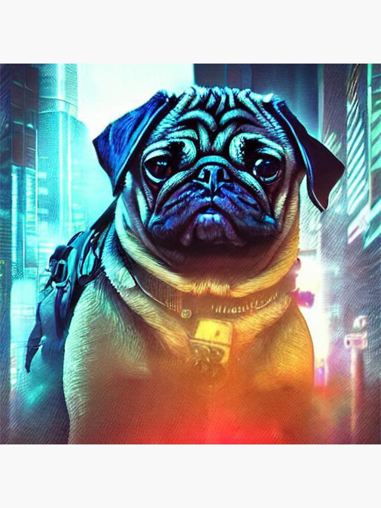 "Cyber pug #1" Sticker for Sale by YAB0OTY | Redbubble