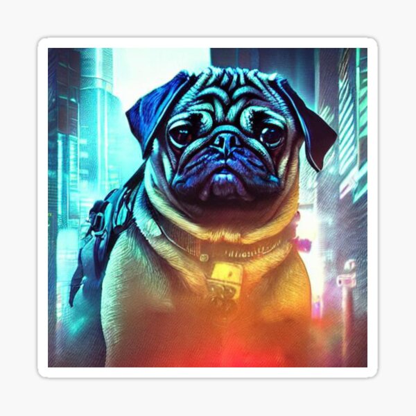 "Cyber pug #1" Sticker for Sale by YAB0OTY | Redbubble