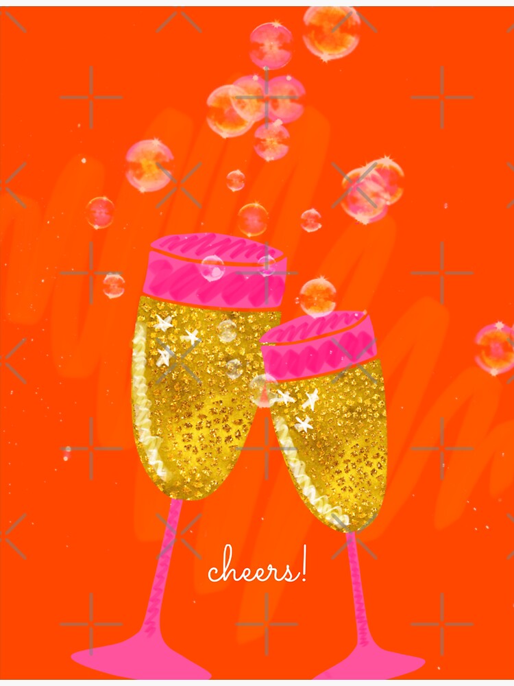 "cheers! - pink and orange" Sticker for Sale by juliasantos5 | Redbubble