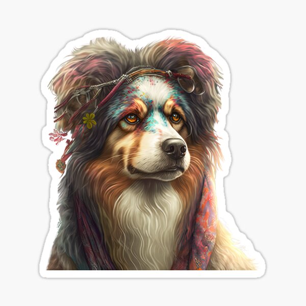 "Hippie dog" Sticker for Sale by AnimalArtPhotos | Redbubble