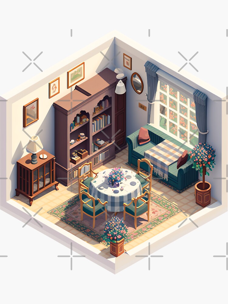 "Cottage Core Chic, Isometric Room" Sticker for Sale by Slice-Of ...