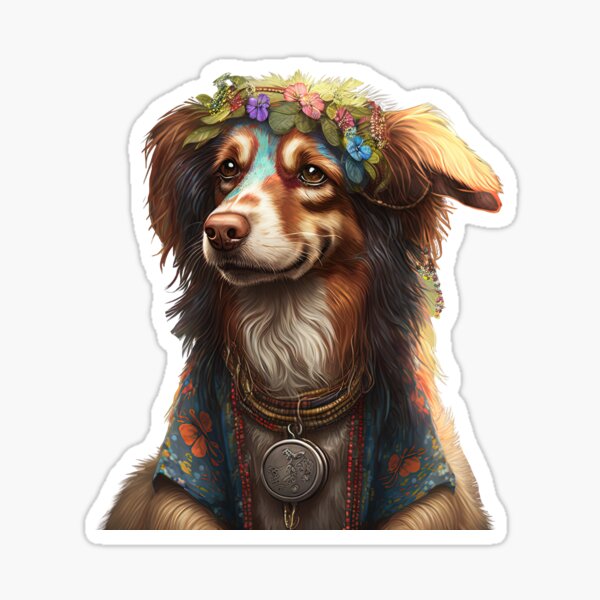 "Dog hippie" Sticker for Sale by AnimalArtPhotos | Redbubble