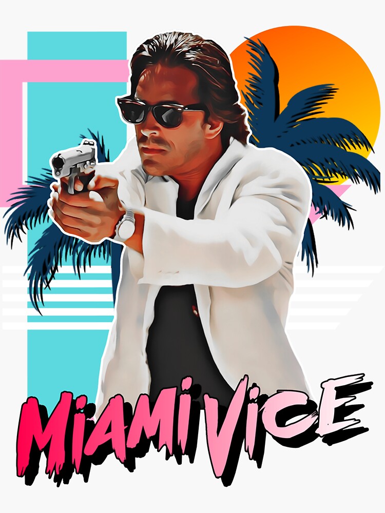 "Retro Miami Vice 80s Sonny Crockett" Sticker for Sale by keno2bni ...