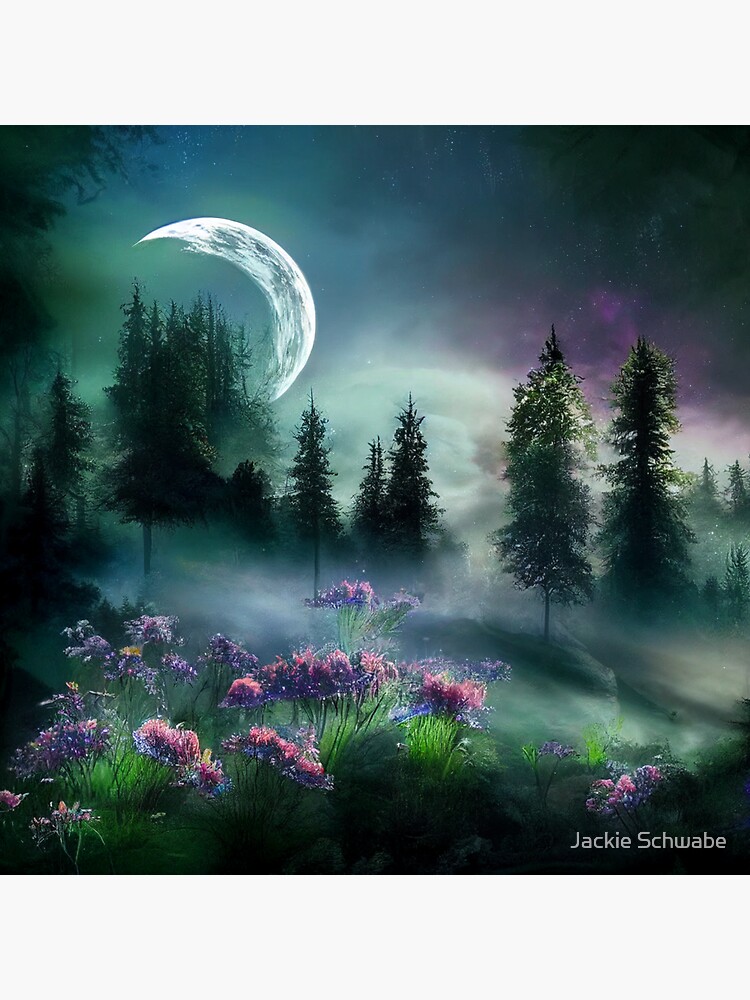 "Realistic Mysterious Forest Mist - Half Moon - Purple Flowers - Tall ...