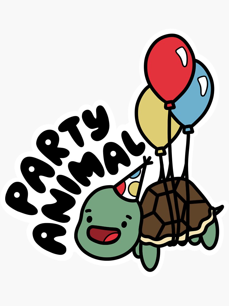 "party animal turtle" Sticker for Sale by sarahtvo | Redbubble