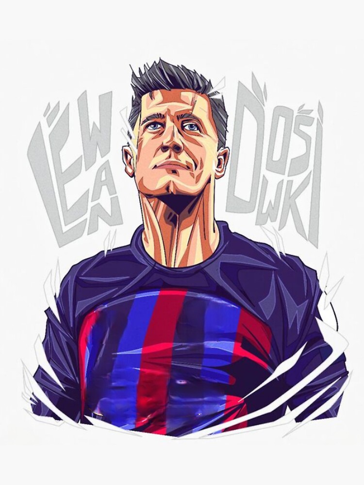 "Robert Lewandowski art - Robert Lewandowski illustration " Sticker for ...