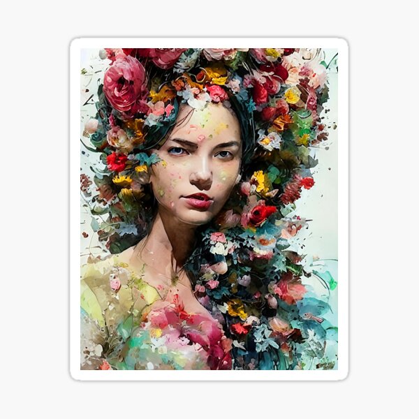 "Flower head beauty abstract portrait of women face 8" Sticker for Sale ...