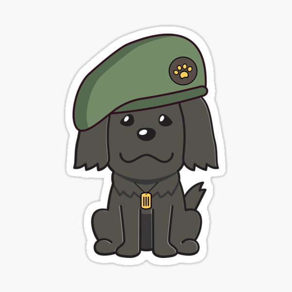 "Cute Green Beret Black Sheepdog guard dog on duty" Sticker for Sale by ...