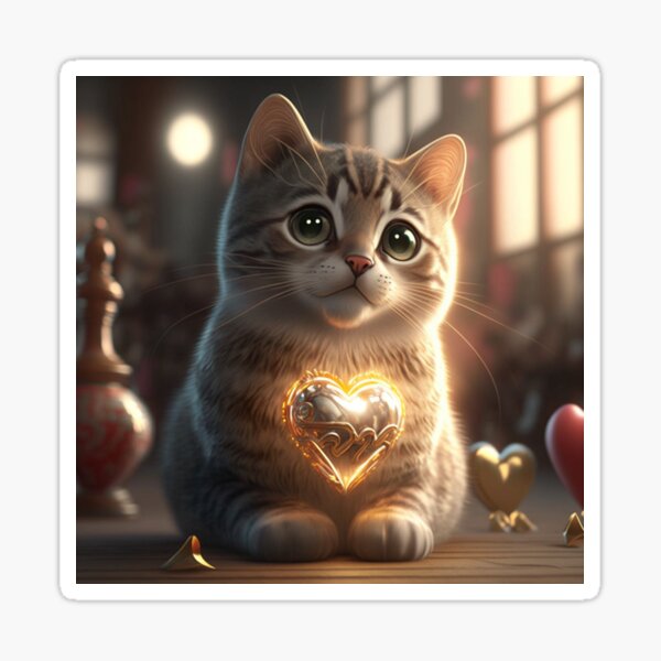 "Heart of Purr-fection: Zara the Cat" Sticker for Sale by Ongoing-adhd ...