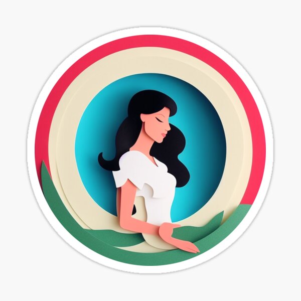 "Woman paperwork art, folded style abstract of portrait" Sticker for ...