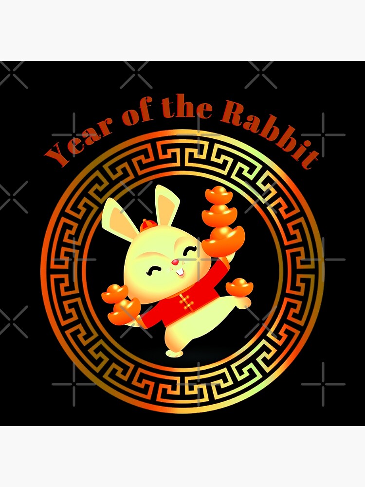 "Year of the Rabbit 2023: Asian bunny carrying bowls; Chinese rabbit ...