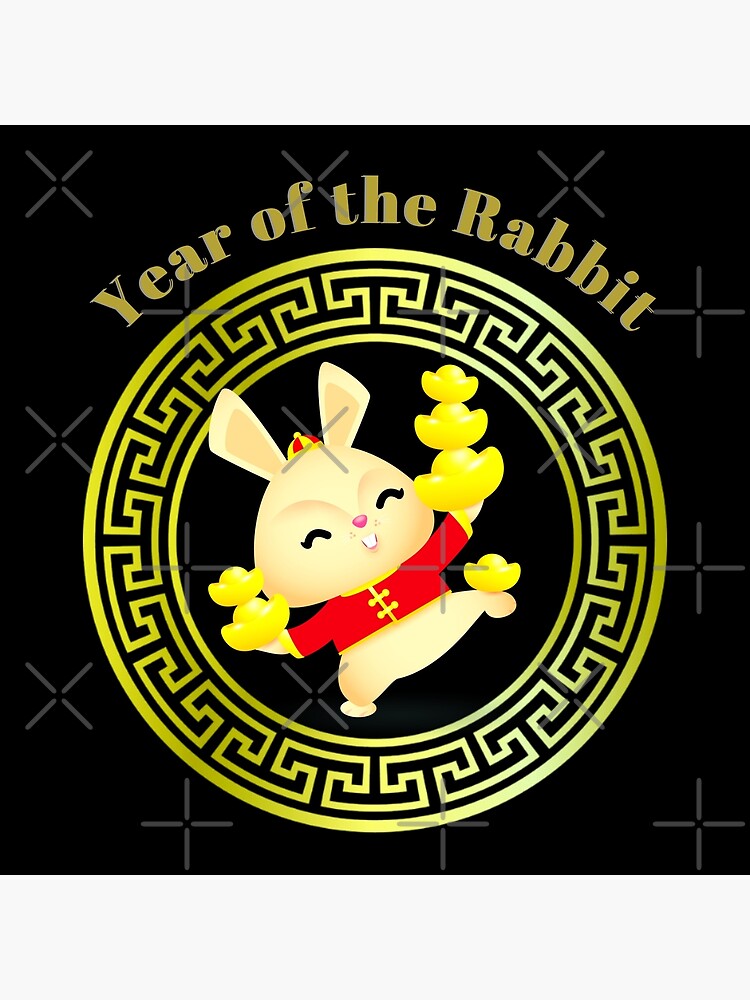 "Year of the Rabbit 2023: Asian bunny carrying bowls; Chinese rabbit ...