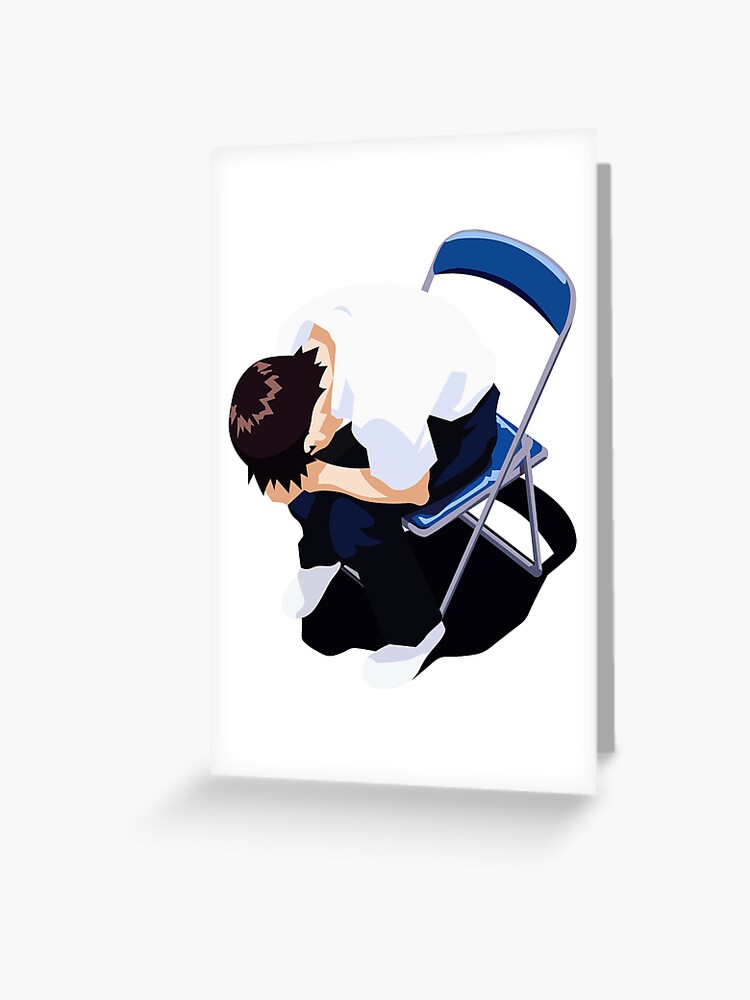 "Shinji ikari from the anime evangelion sitting on a chair" Greeting ...