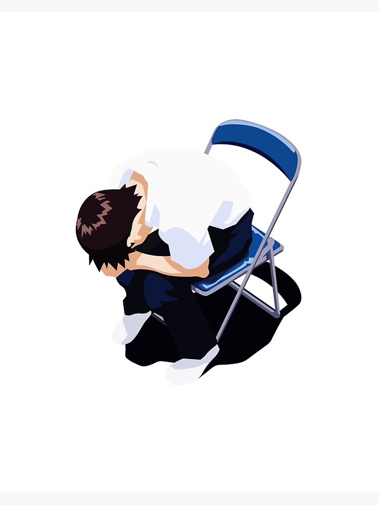 "Shinji ikari from the anime evangelion sitting on a chair" Art Board ...