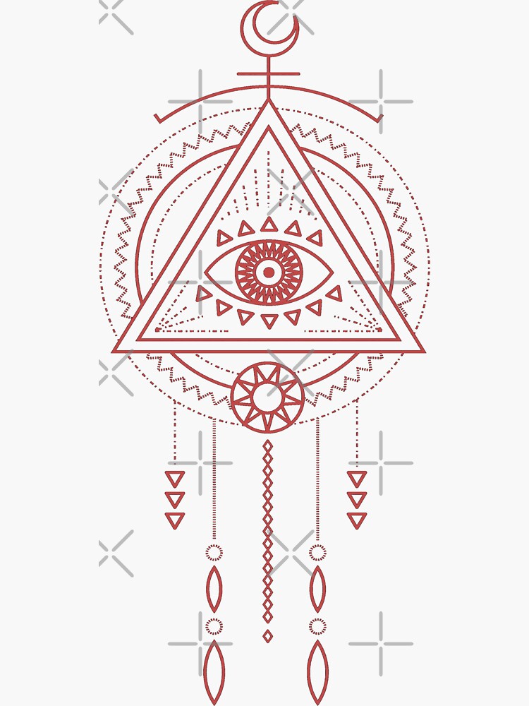 "red eye in a triangle with mandala chains" Sticker for Sale by dr ...