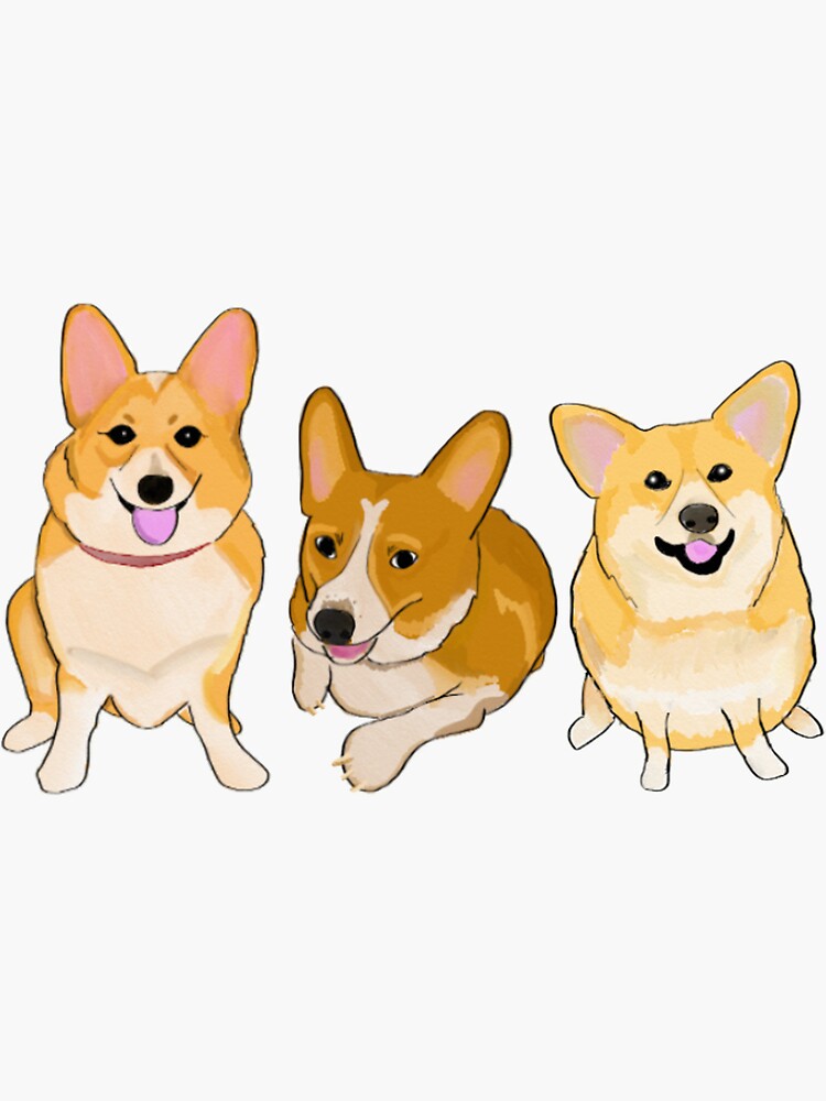 "Corgi Party" Sticker for Sale by ButteredDoodles | Redbubble