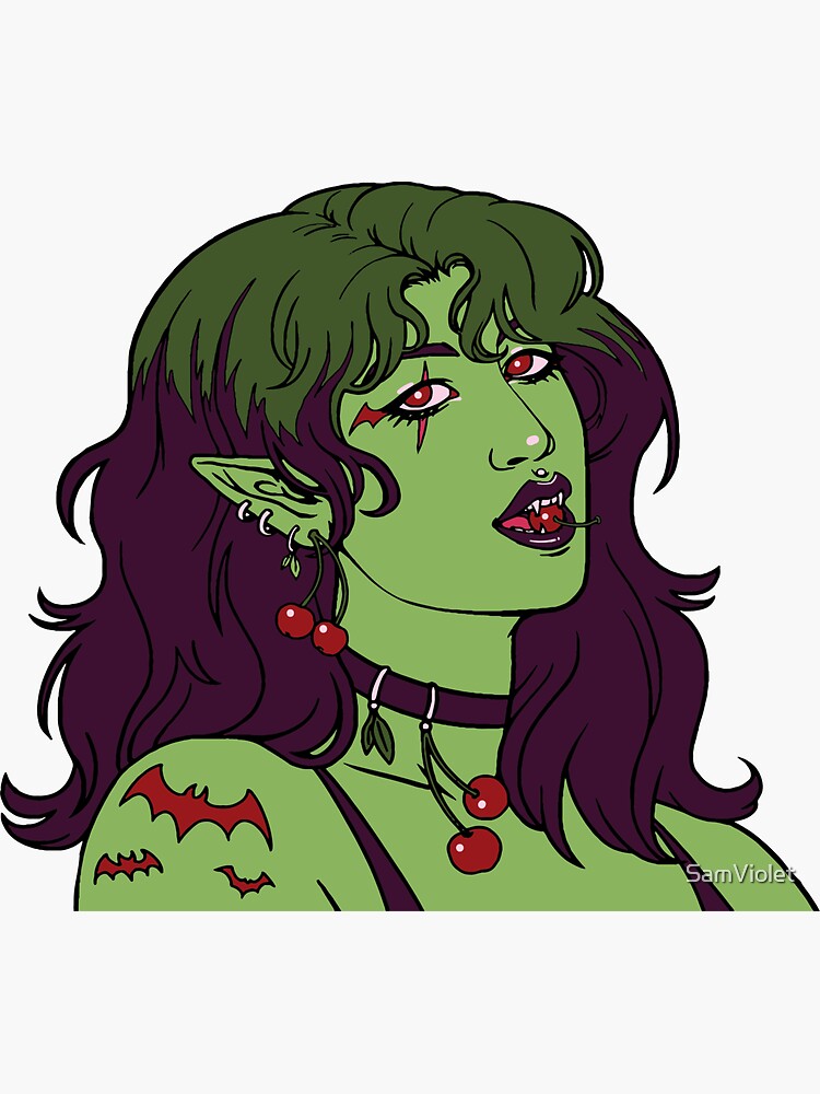 "Cherry vampire girl no background" Sticker for Sale by SamViolet ...