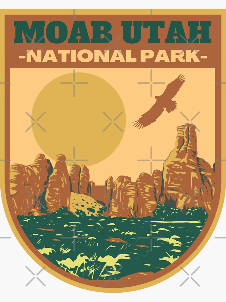 "Moab Utah National Park" Sticker for Sale by retrotravelart | Redbubble