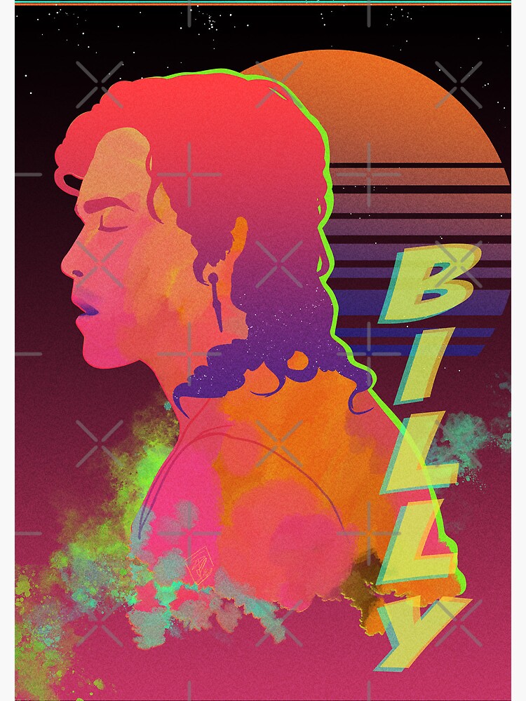"Stranger Things 80s inspired neon Billy Hargrove Graphic Poster Splash ...