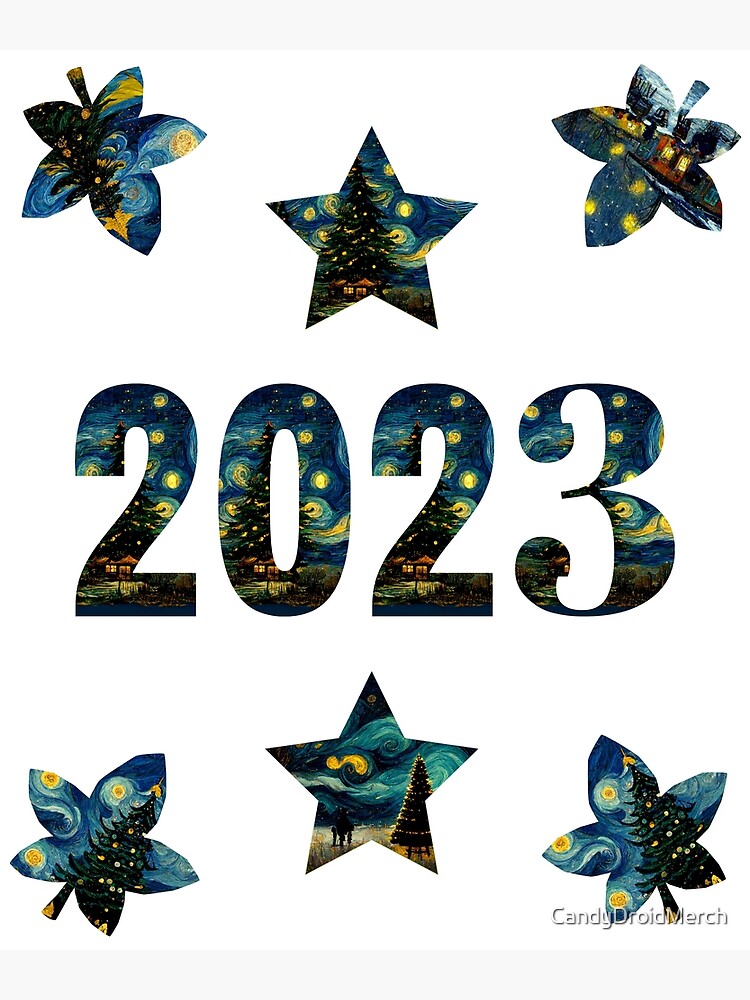 "Van Gogh Painting Starry Night Remake Winter Starter Pack 2023" Poster ...